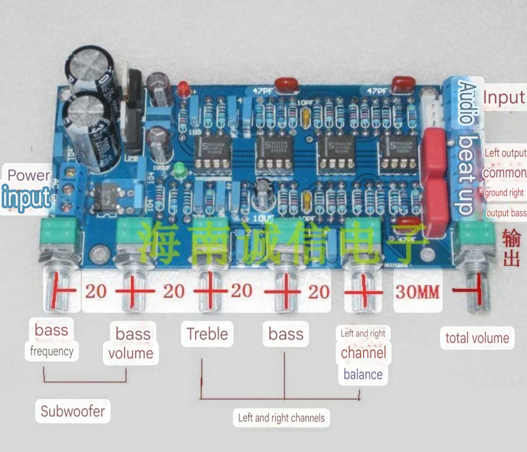 Preamp Tone Board 2.1 Channel Sound Source Processor Equalizer Sound N ...
