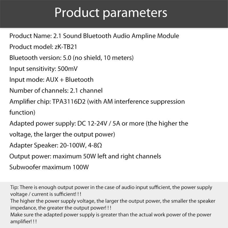 IOT-Audios 50W+50W+100W 2.1 Channel Subwoofer Amplifier Board with Tre ...